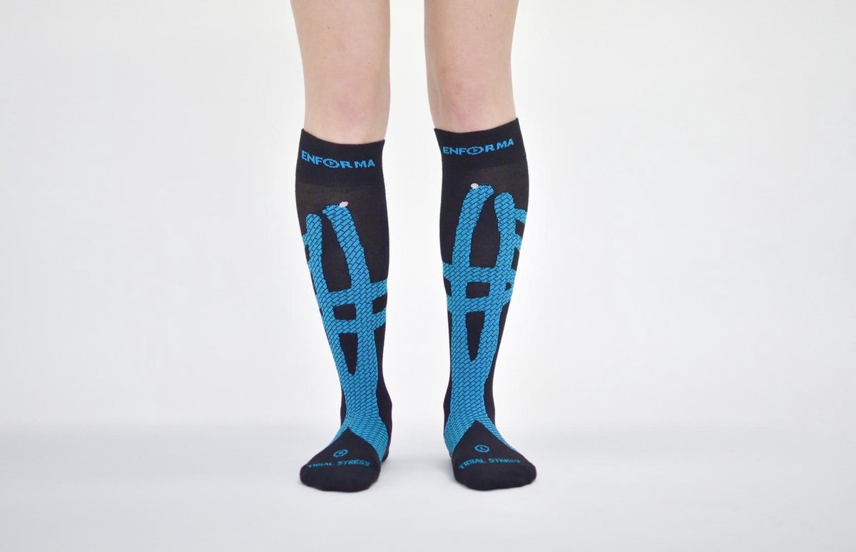 Enforma - scheenbeen support - compressiekousen - Zwart/Blauw - S (36 ...