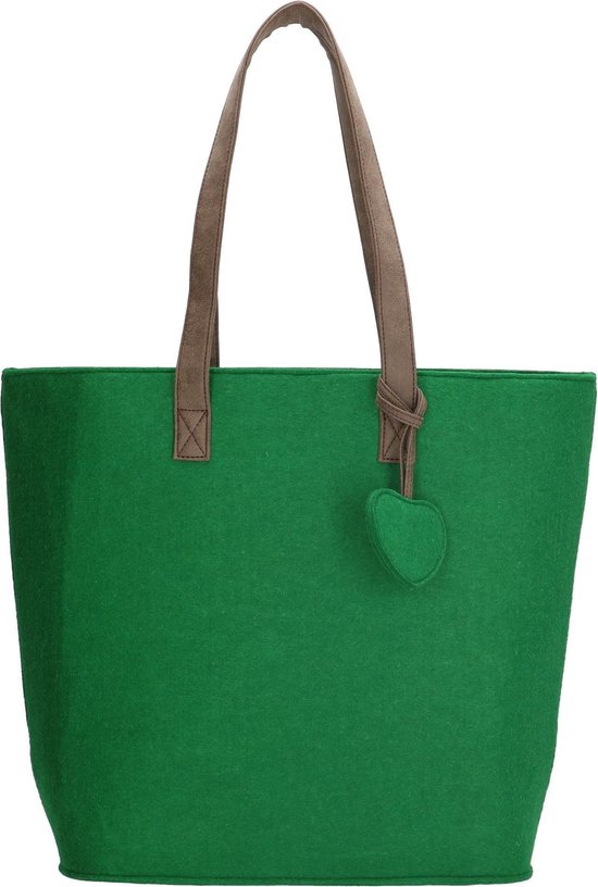 Beagles VILTEN Shopper Schoudertas Groen Vilt met Rits TRENDY | bol.com