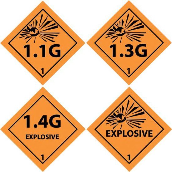 Gevarenstickers 10 x 10cm (set van 4 stuks) | bol