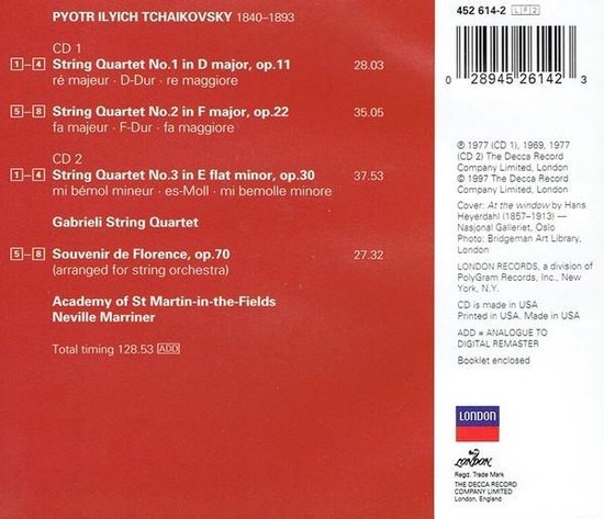 Tchaikovsky: The String Quartets / Gabrieli Quartet, Peter Ilyich Tchaikovsky | CD... | bol