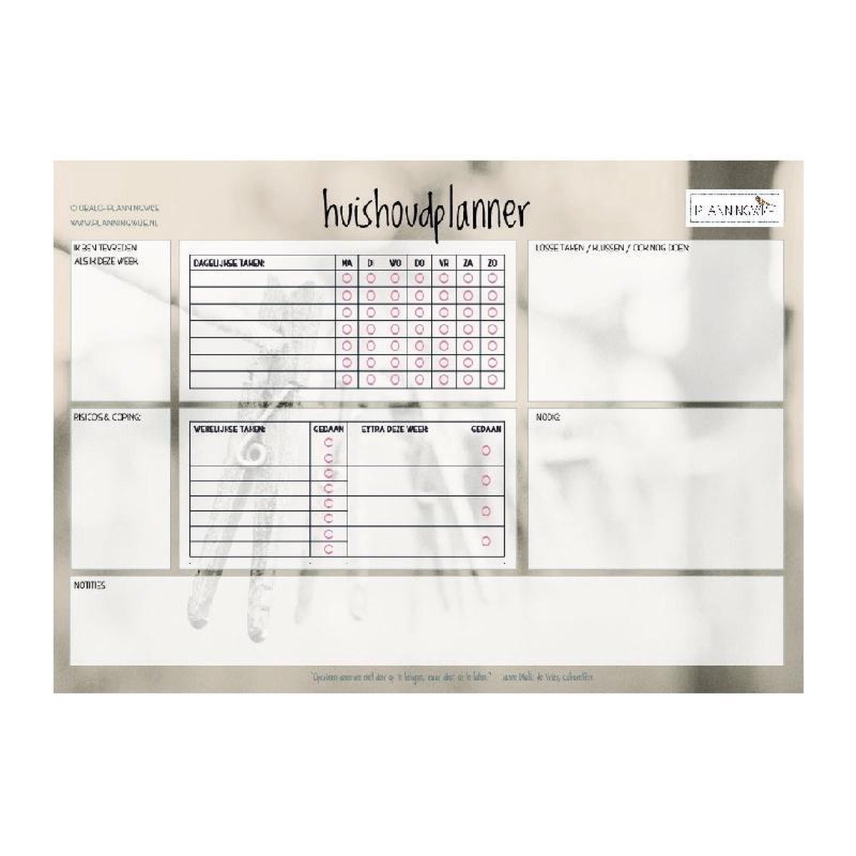 Planningwize Huishoudplanner · Weekplanner · Nederlands | bol.com