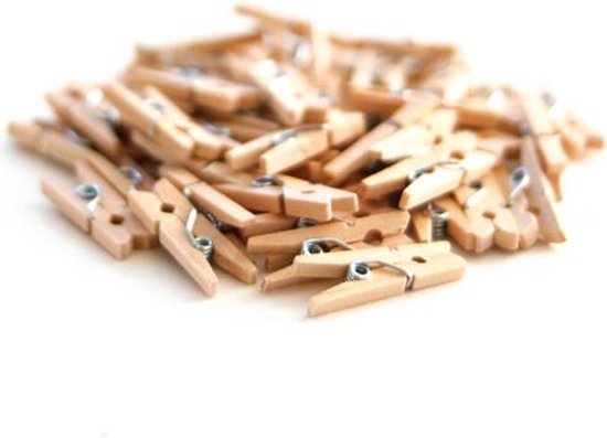 Knutselen | Knijpers | Set van 100 Mini Knijpertjes Hout | Decoratie | bol