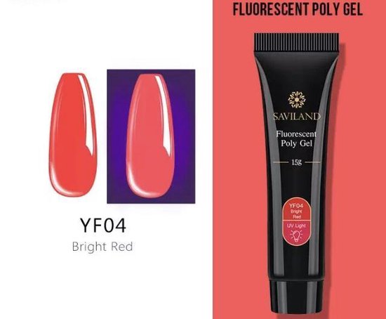 Polygel - Color Flourrescent Bright Red - Polygel nagels - 15 gram ...