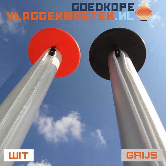 Vlaggenmast 6 meter aluminium conisch 100-60 mm, wit gecoat en incl. kikker, koord en... | bol.com