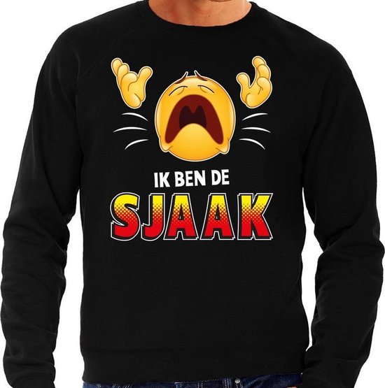 Funny emoticon sweater Ik ben de Sjaak zwart voor heren - Fun / cadeau ...