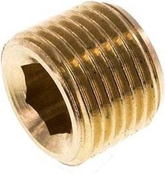 1/2'' Messing Plug met Binnenzeskant zonder kraag 16 Bar - FL1-M-B-012R ...