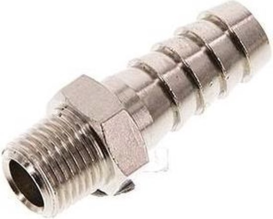 R 1/4'' Buitendraad x 6mm Vernikkeld Messing Slangpilaar 16 Bar - FL2S-MH-BN-014R-06 | bol