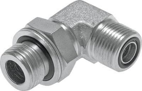 UN 11/16''-16 x G 1/2'' Buitendraad Verzinkt Stalen L-Fitting 90graden ORFS 400 Bar -... | bol