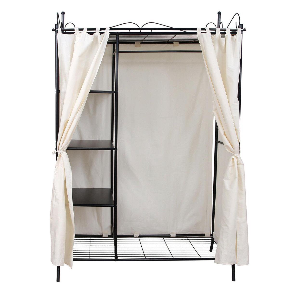 Metalen Kledingkast met Doek – Garderobe Kast met Opbergplanken - 108 x ...