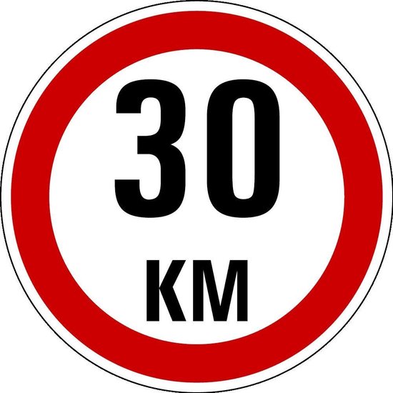 Maximaal 30 km sticker, A1 50 mm - 10 stuks per kaart | bol