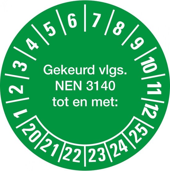 NEN 3140 keuringssticker 21-26, 25 meter op rol Marineblauw 40 mm - 580 per rol | bol.com