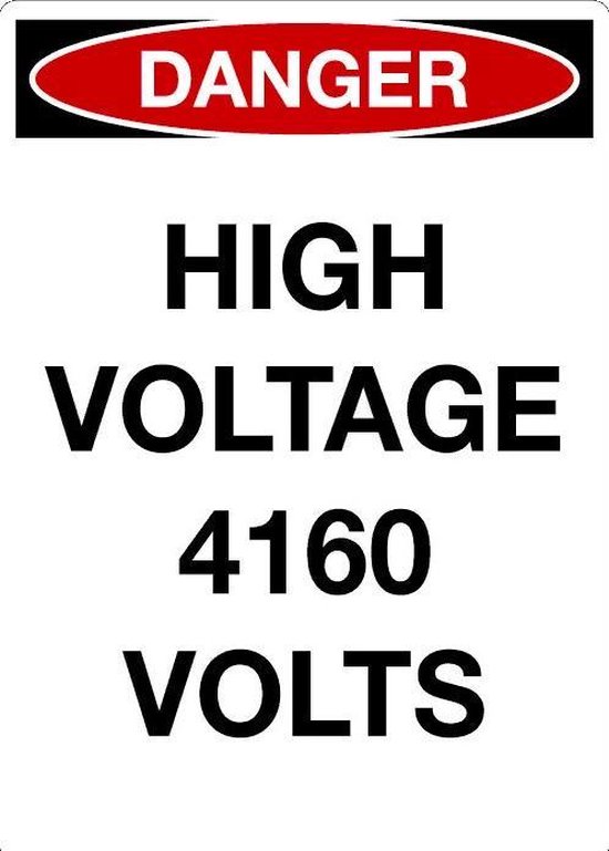 Sticker 'Danger: High voltage 4160 Volts' 210 x 297 mm (A4) | bol.com