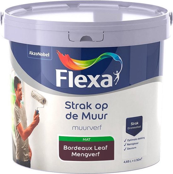 Flexa - Strak op de muur - Muurverf - Mengcollectie - Bordeaux Leaf - 5 Liter | bol.com