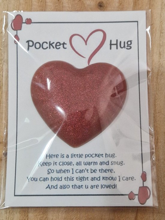 Pocket hug kaartje met epoxy hart - kaartje - steun in de rug ...