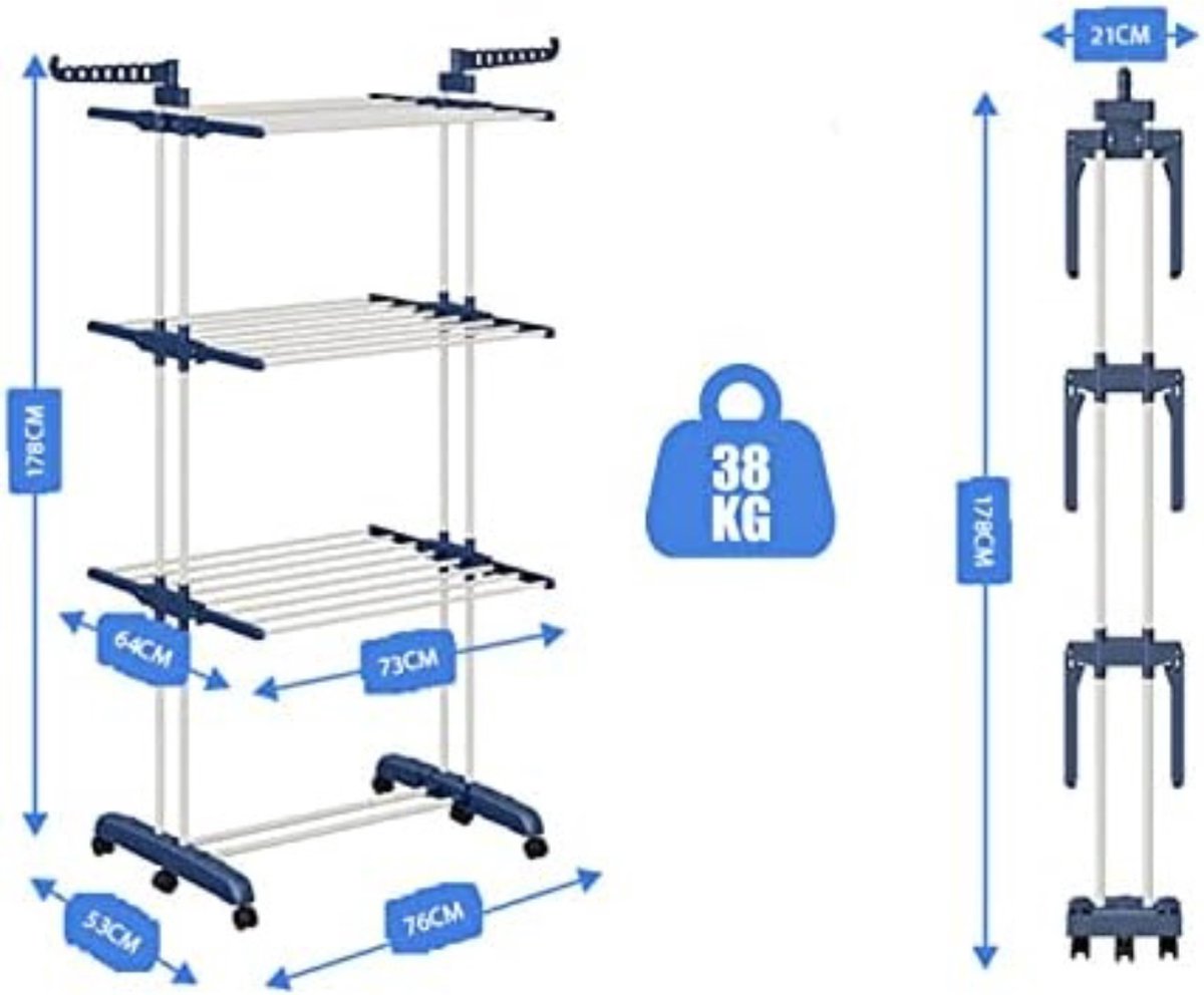 Wasrek Inklapbaar Op Wieltjes - Wasrek Staand - Droogtoren Met Wieltjes ...