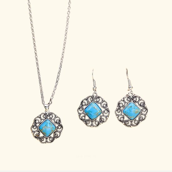 Innovatieve Geometrische Sieradenset met Turkoois Accent van Takish ...