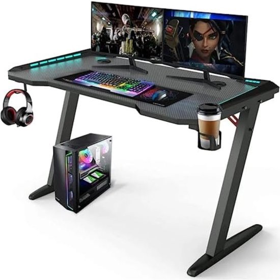 Game Bureau met Led - Gaming Bureau - Gaming Desk - ‎60 x 147 x 73 cm ...