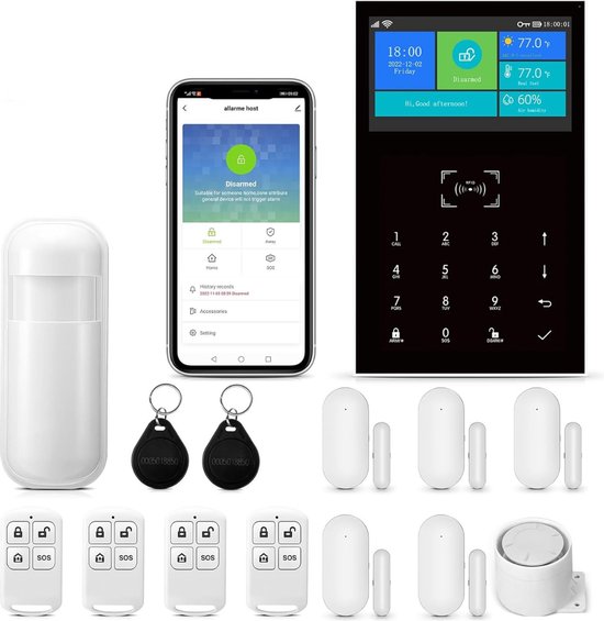Alarmsysteem - Geavanceerd WiFi- en GSM/4G-Alarmsysteem voor Complete Huisbeveiliging... | bol