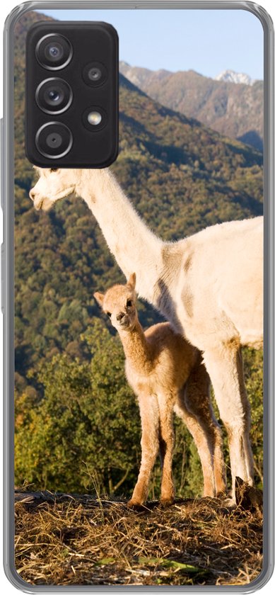 Geschikt voor Samsung galaxy a73 hoesje - Alpaca's - Berg - Natuur ...