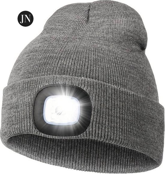 JN oplaadbare Muts met LED-verlichting - grijs - Waterdichte oplaadbare ...