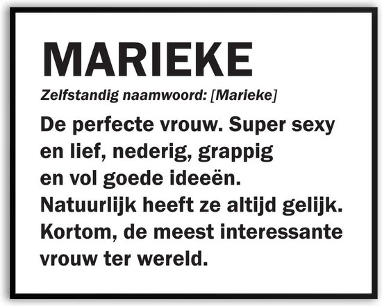 Marieke betekenis Grappig Fotolijst met glas 40 x 50 cm - Cadeau - Man ...