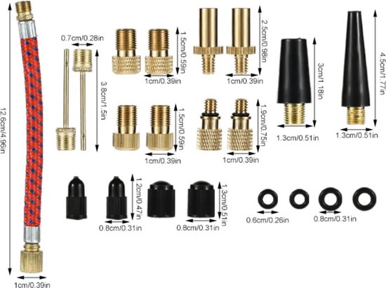 TLVX Ventiel adapters en dopjes set 21 stuks / Fiets Ventiel adapters ...