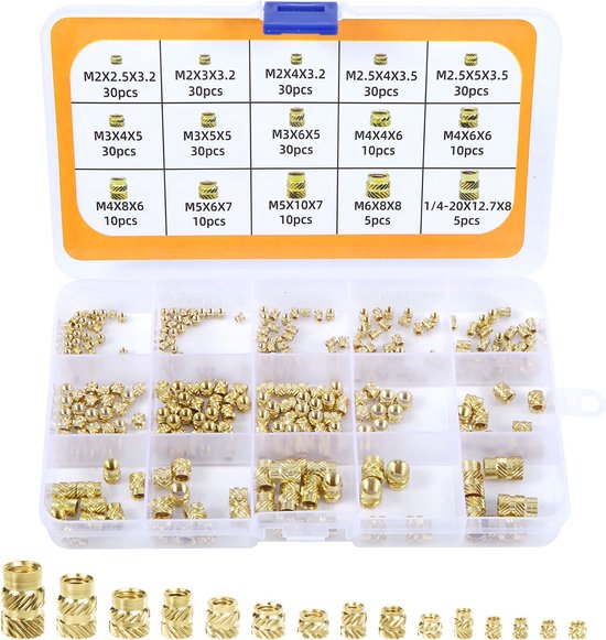 300 stuks M2 M3 M4 M5 M6 Kartelmoeren Met Binnendraad Messing Inzetstuk ...