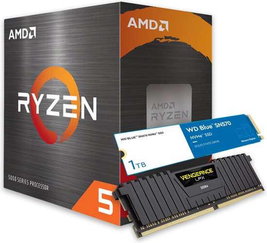 Bundel: AMD Ryzen 5 5500 + Corsair Vengeance LPX 16GB DDR4 + WD Blue ...