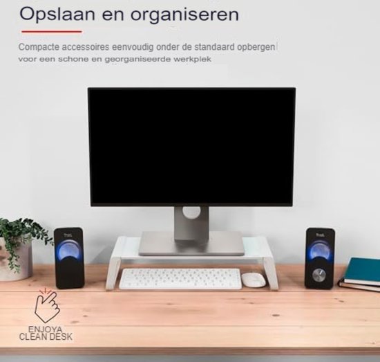 Monitorstandaard van Gehard Glas | Ergonomische Schermverhoger voor ...