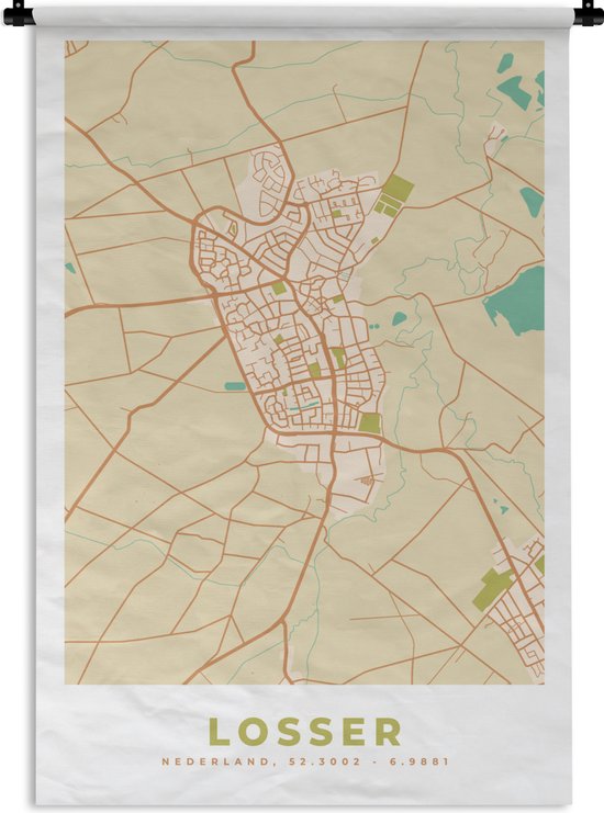 Wandkleed - Wanddoek - Plattegrond - Kaart - Losser - Stadskaart ...