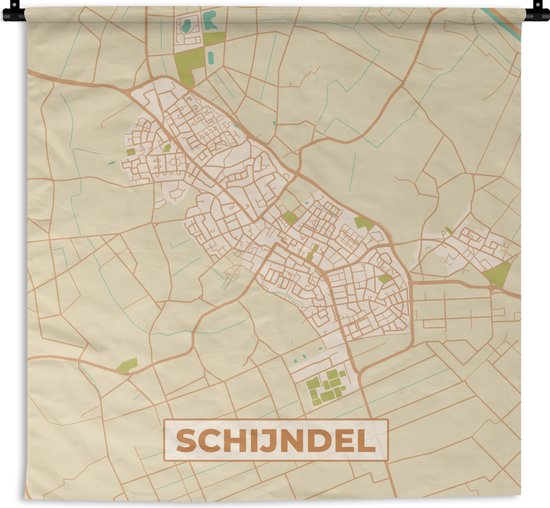 Wandkleed - Wanddoek - Plattegrond - Schijndel - Vintage - Kaart ...