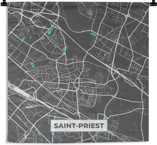 Wandkleed - Wanddoek - Saint-Priest - Frankrijk - Plattegrond - Kaart ...