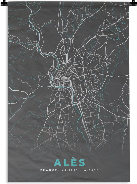 Wandkleed - Wanddoek - Alès - Plattegrond - Kaart - Stadskaart ...