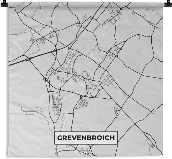 Wandkleed - Wanddoek - Plattegrond - Grevenbroich - Stadskaart ...