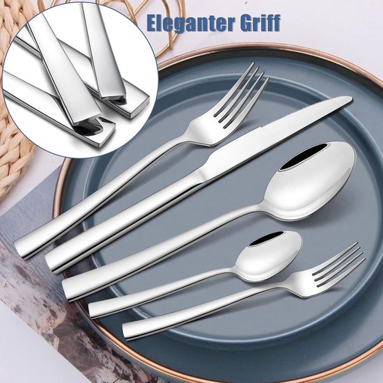 Bestekset voor 6 personen, 36-delige roestvrijstalen bestekset met ...