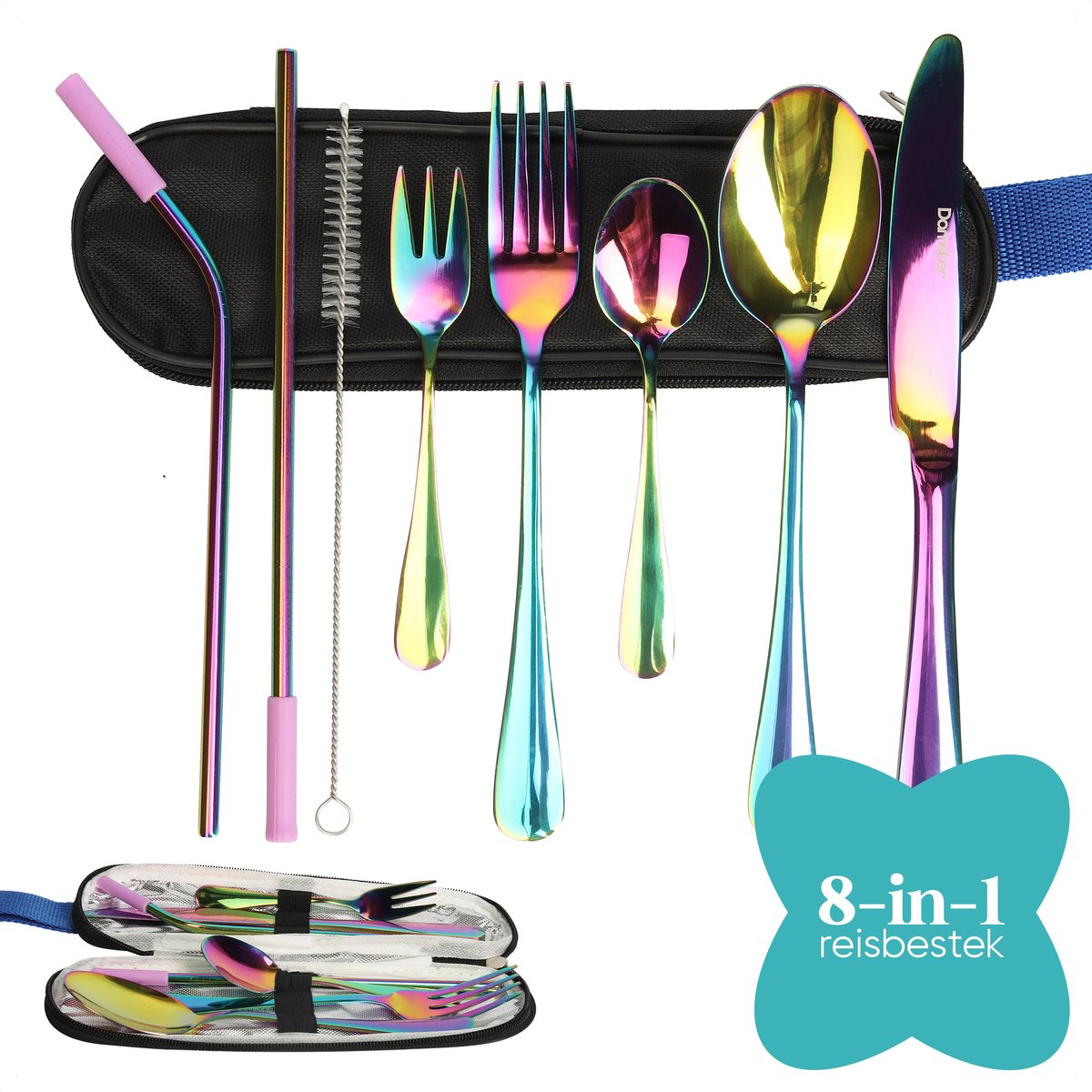 Damster reisbestek 2024 - Meeneem bestek rvs - reis bestekset to go ...