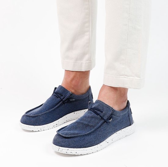 Manfield - Heren - Blauwe canvas veterschoenen - Maat 43 | bol