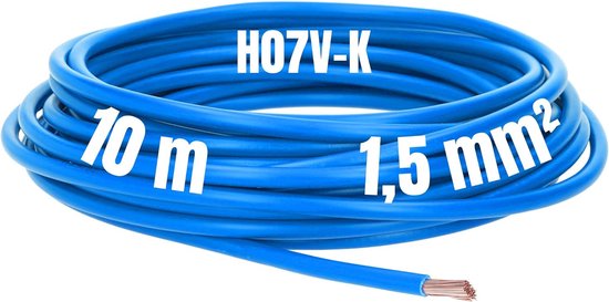 Kalitec 10 meter H07V-K 1,5 mm² blauwe bedradingskabel I kernkabel ...