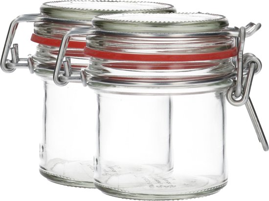 2x Glazen Weckpot 125 ml - Rond & Transparant - Inmaakpotten, Mason Jar ...