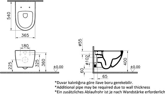 Rim-ex wall-hung WC pan, 54 cm, White | bol