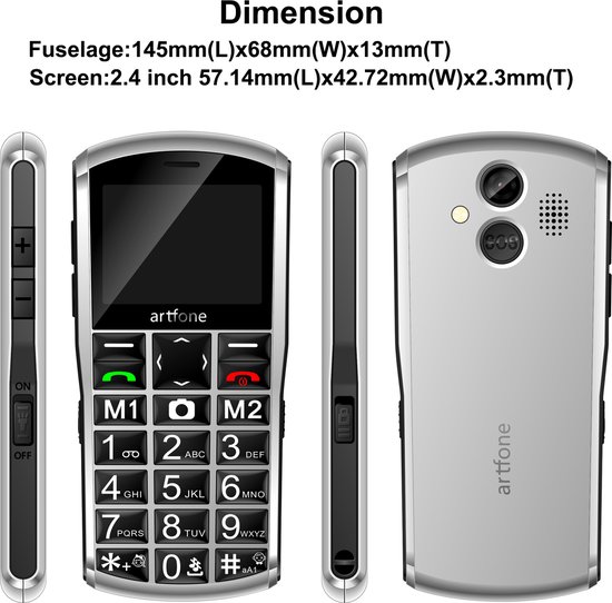 Artfone A 400 4G seniorenmobiele telefoon, 4G mobiele telefoon met ...