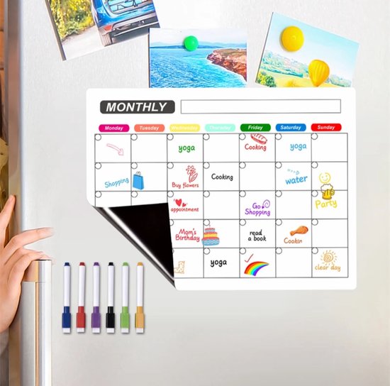 Premium Magnetisch Whiteboard Koelkast, 40,6cm x 30,5cm , maandplanner ...
