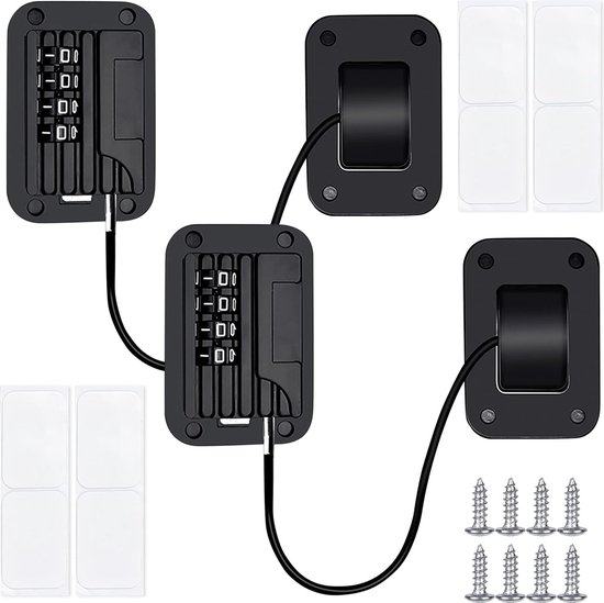 Koelkastslot met code zonder boren, 2 stuks, zeer veilig koelkastslot ...