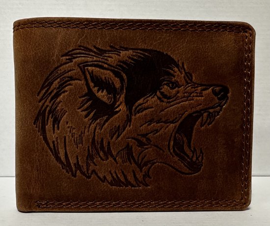 Lederen Portemonnee Wolf Portefeuille Leer | bol