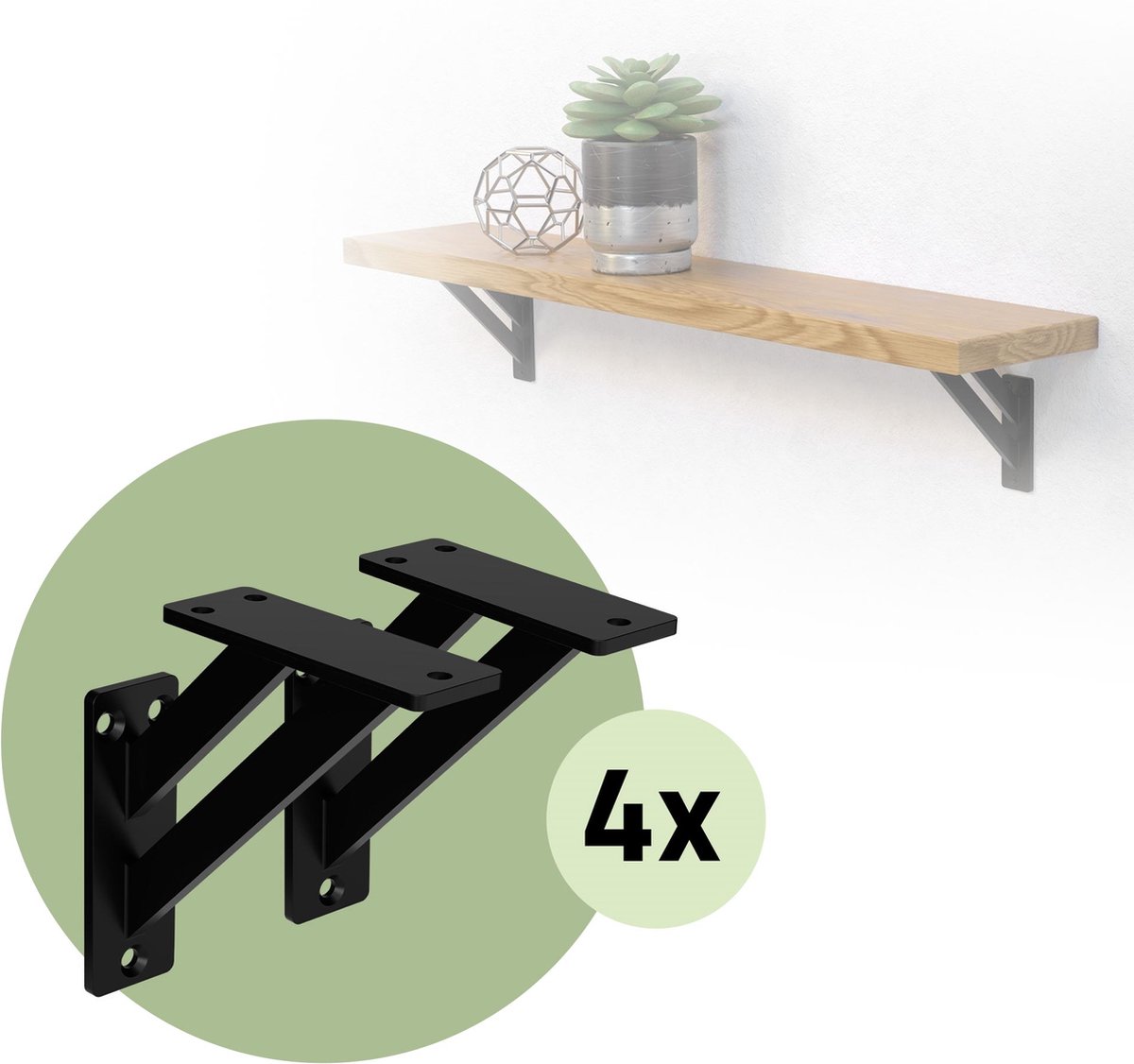 ML-Design 8 stuks plankdrager 120x120 mm, zwart, aluminium, zwevende ...