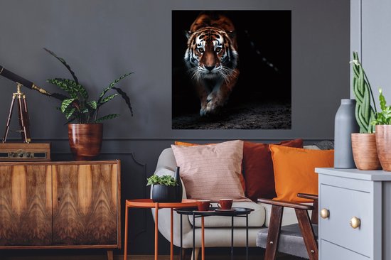 Muurstickers - Sticker Folie - Dieren - Tijger - Zwart - Wild - Portret - 80x80 cm -... | bol