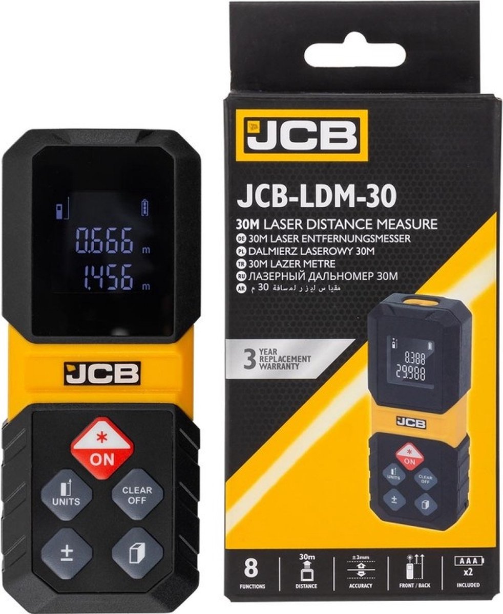 JCB - Digitale Laser Afstandsmeter 30 m - Aanpasbare meetreferentie ...