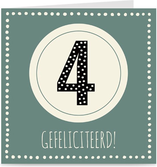 Verjaardagskaart met leeftijd voor kinderen | CIRKEL | 4 jaar | kaart ...