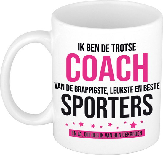Bellatio Decorations Cadeau koffie/thee mok voor coach/trainer - roze - trotse coach -... | bol
