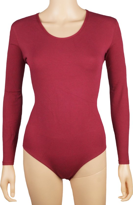 J&C body lange mouw katoen - bodystocking dames - diepe ronde hals ...